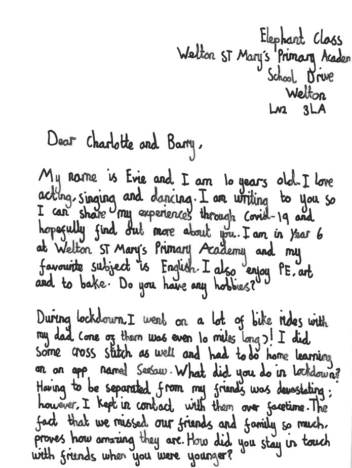 Welton St Mary's Year 6 Community Letters - L.E.A.D. Equate